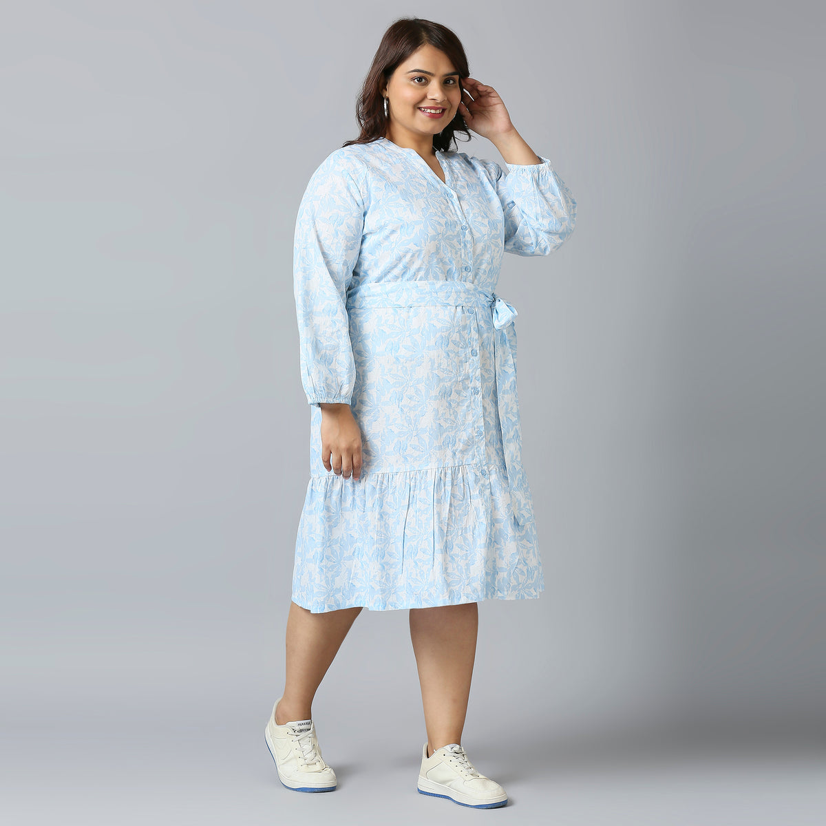 Sizeupp | Plus Size Dress For Women | 3Xl - 10Xl | Print | Light Blue