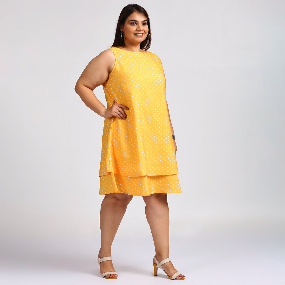 Sizeupp | Plus Size Dress For Women | 3Xl - 10Xl | Print | Mustard Yel